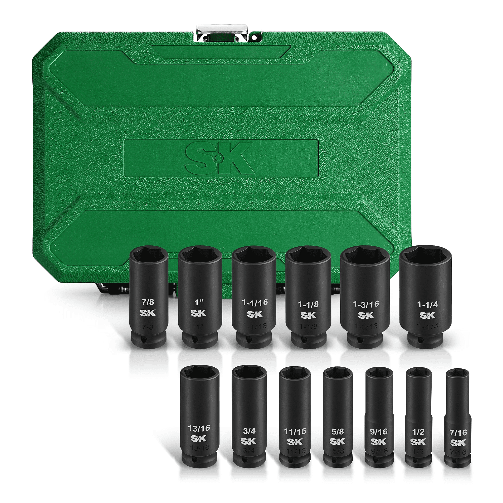 SK Hand Tools SK01352 13 Piece 1/2" Impact Deep Socket Set-SAE ...