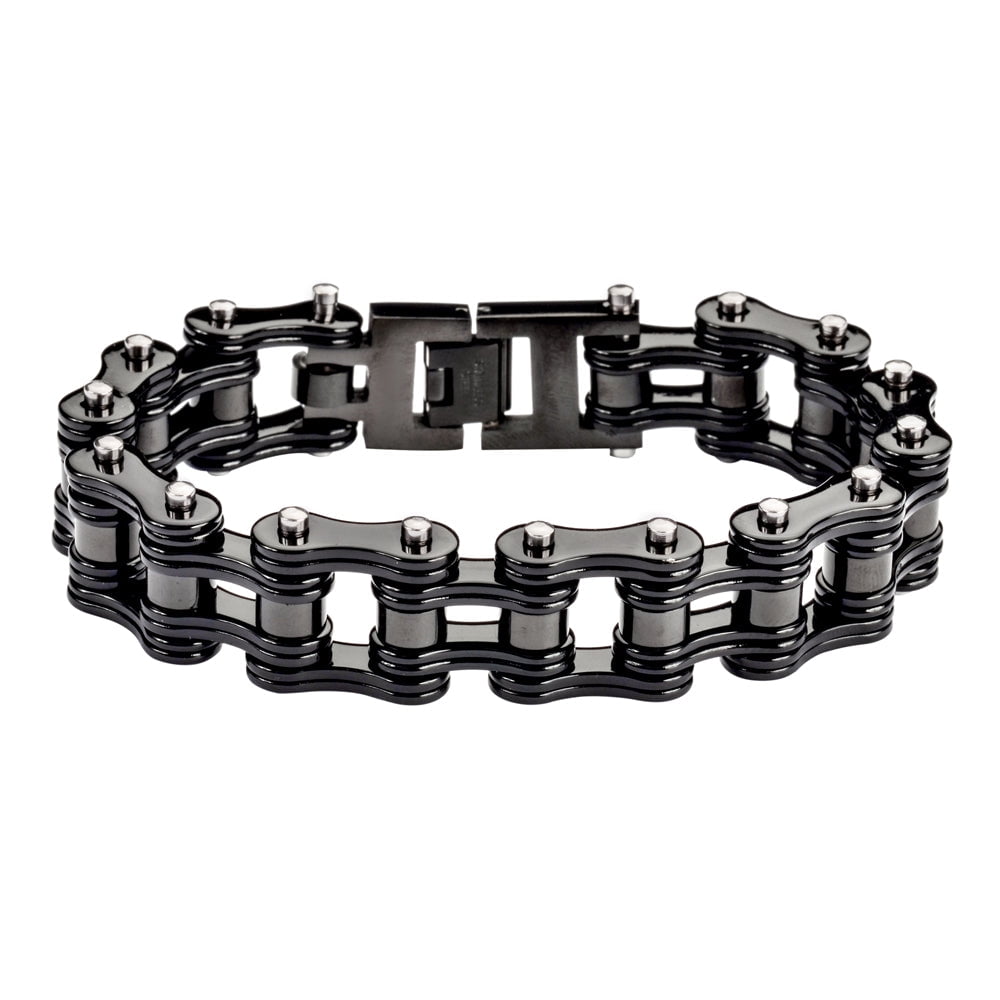 SK1181 All Black Bike Chain Bracelet 3/4" Wide - Size 8.5" - Walmart.com