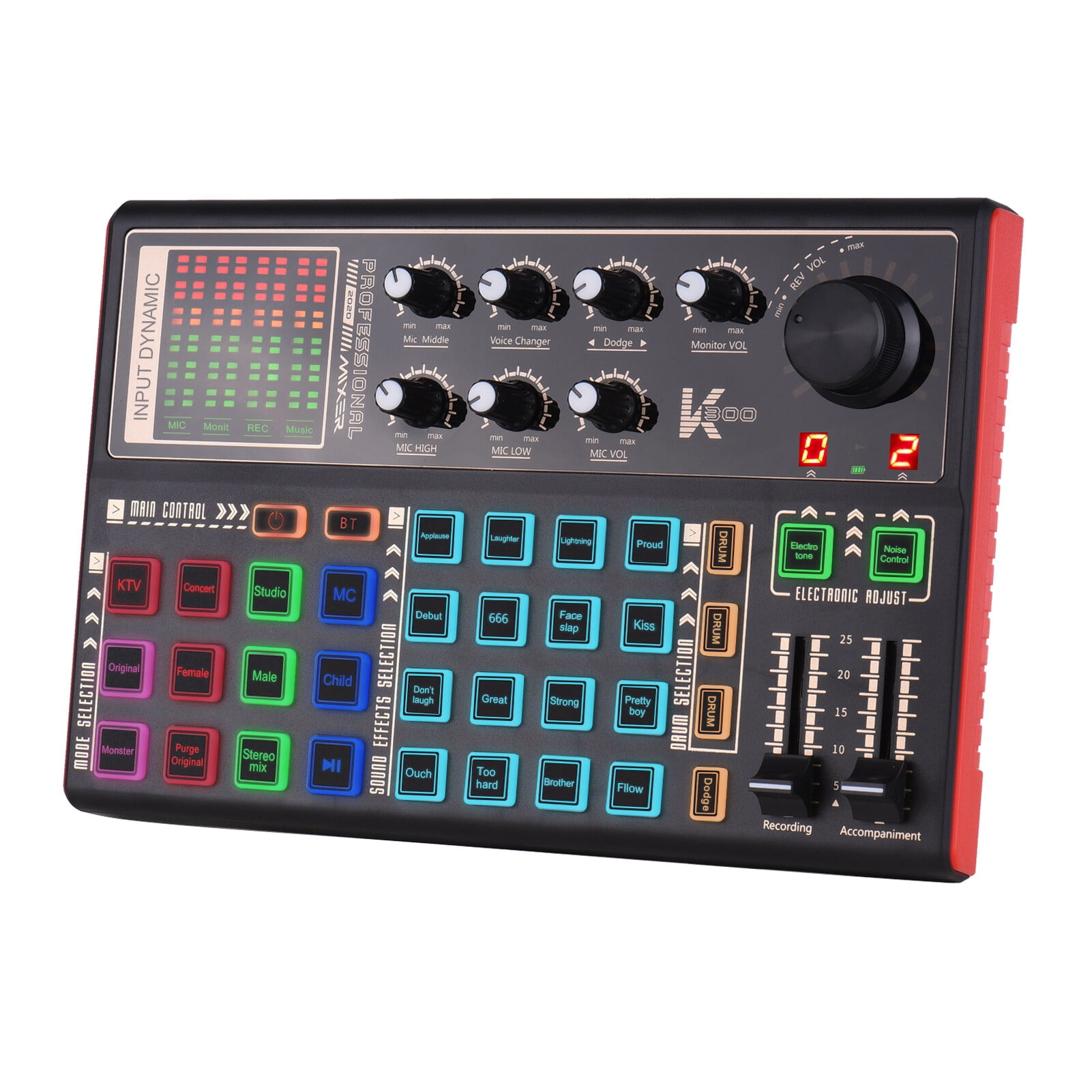 SK300 Live Sound Card External Voice Changer Audio Mixer Built-in ...