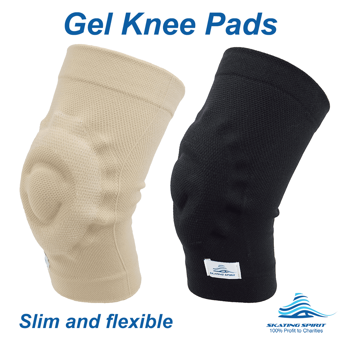SKATING SPIRIT Gel Knee Pads (1 Pair), Cushion and Support Knee Cap for ...