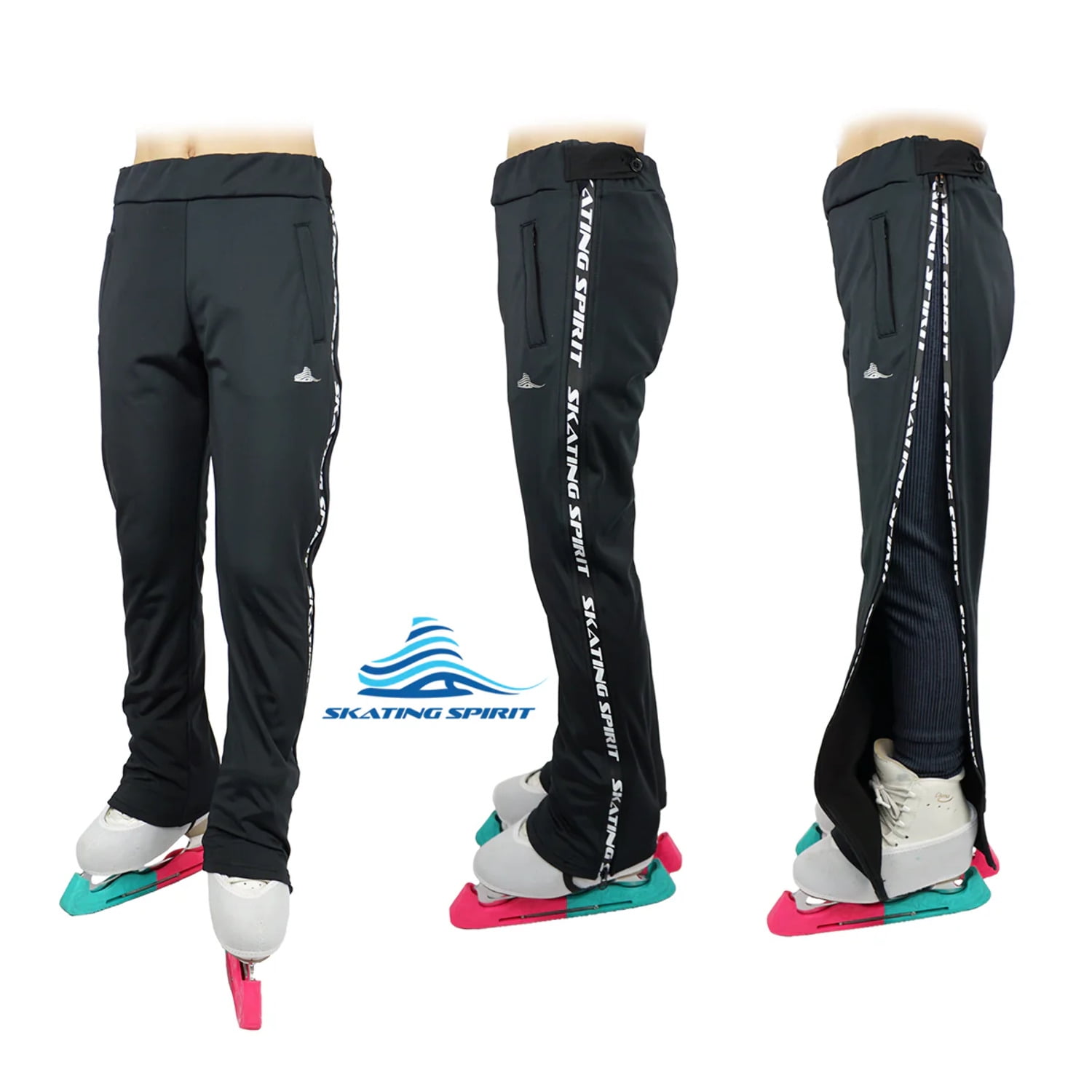 SKATING SPIRIT Youth Ice Skating Zip on Zip Off Training Pants, Slim ...
