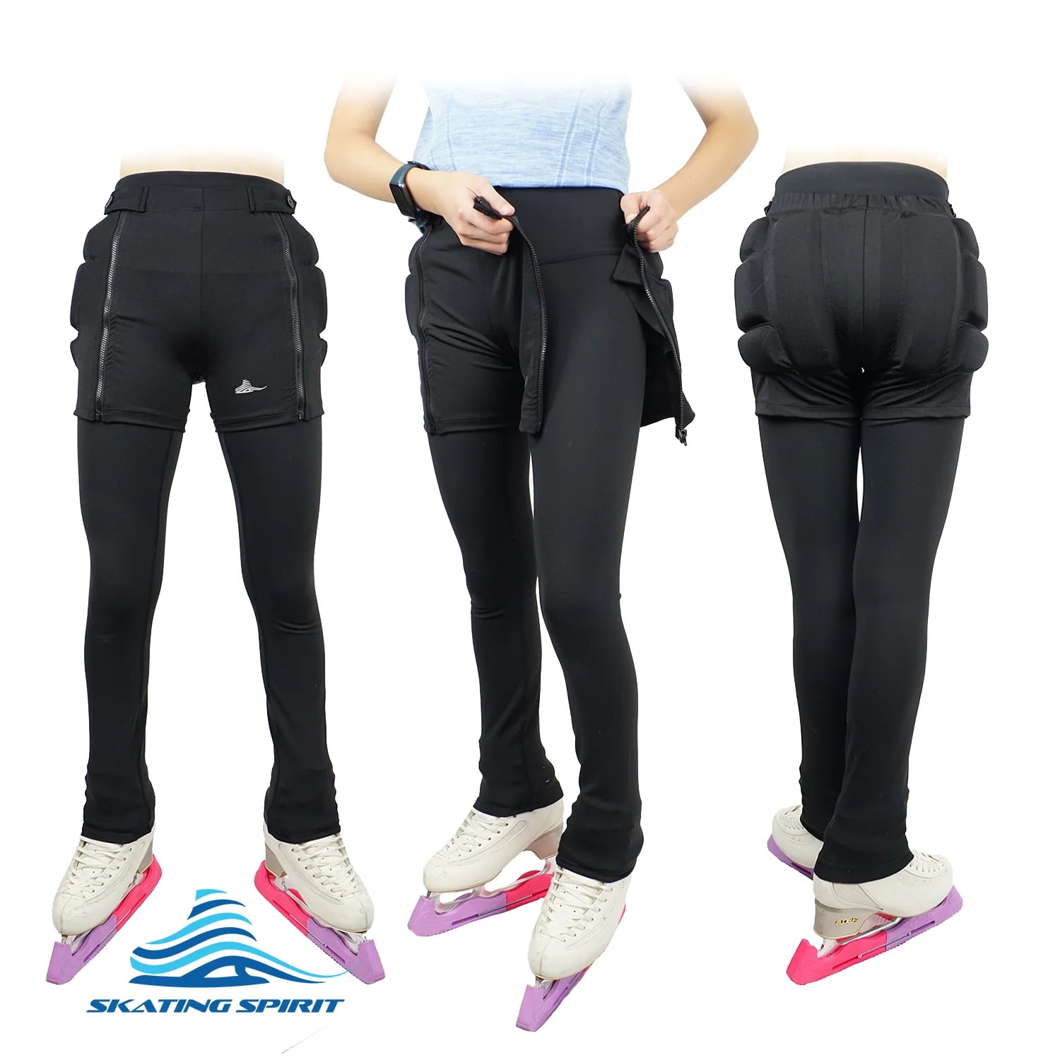 SKATING SPIRIT Protection Padded Shorts for Roller Sports Safety, Zip ...