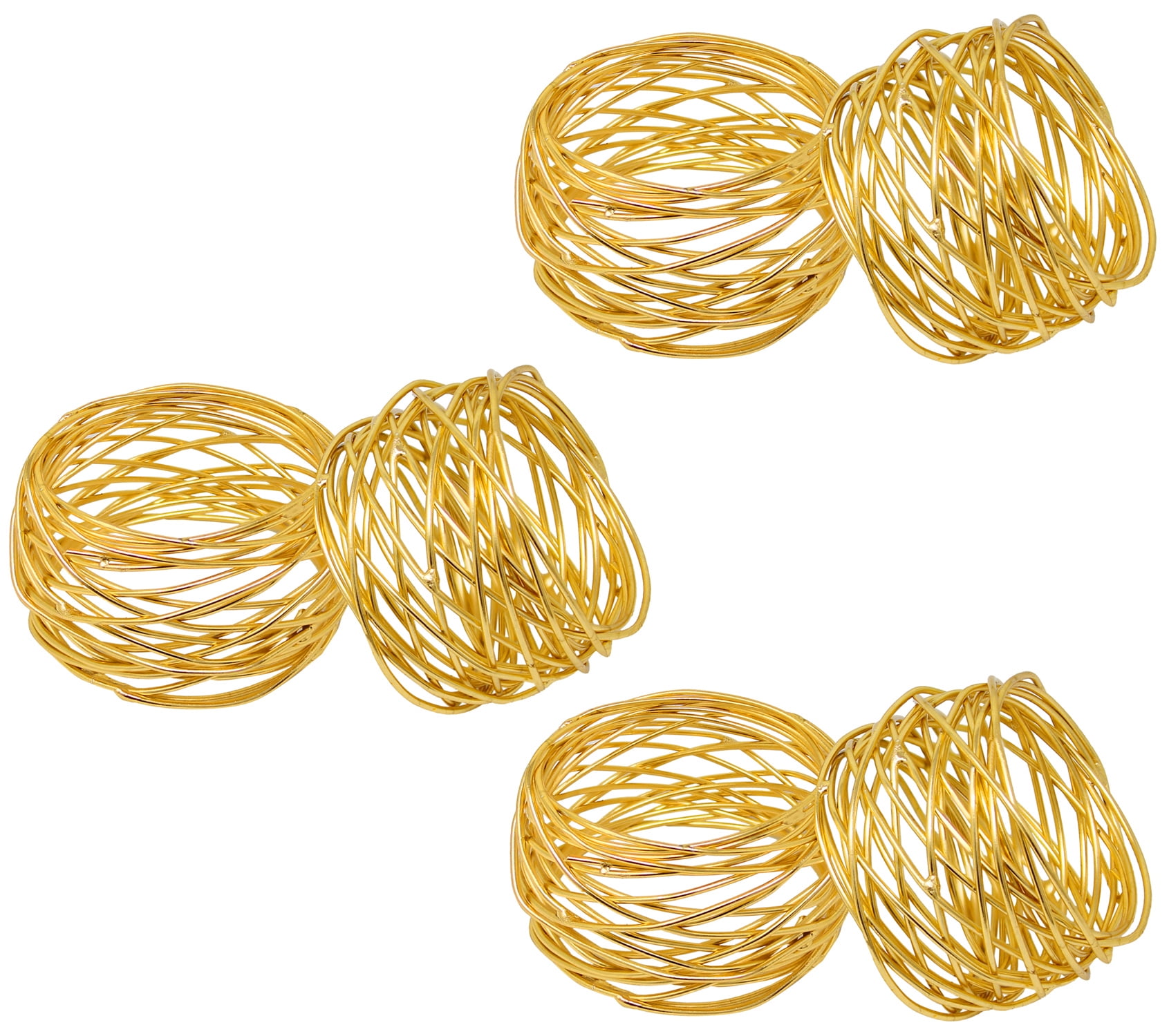 SKAVIJ Indian Handmade Round Metal Gold Napkin Rings Set of 6 for ...