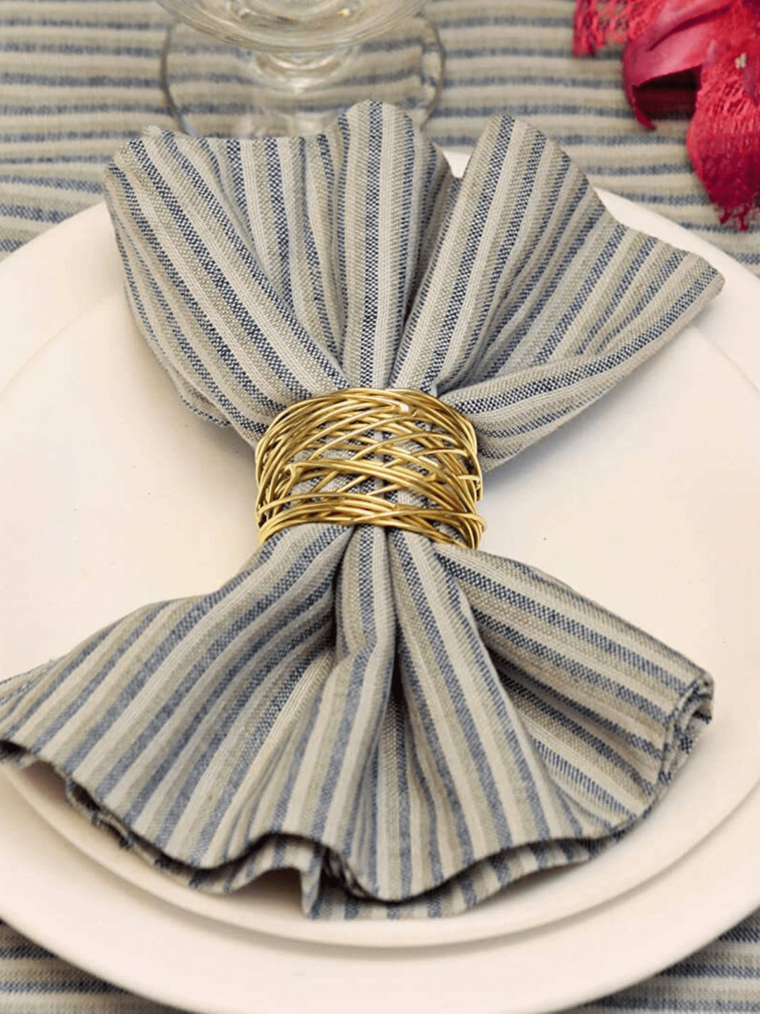 SKAVIJ Indian Handmade Round Metal Mesh Napkin Rings for Dinner Parties ...