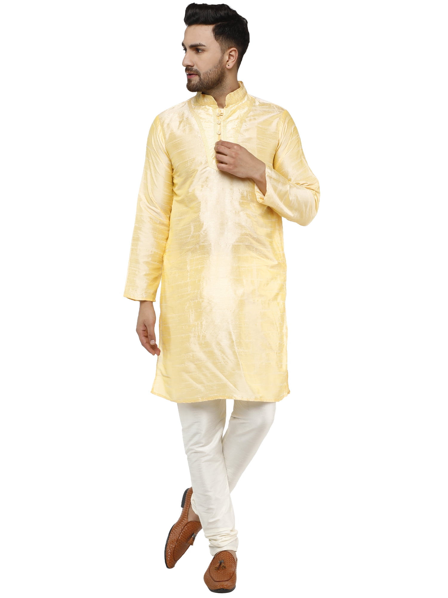 SKAVIJ Kurta Pajama Set for Men Art Silk Party Wear Dress Blue L ...