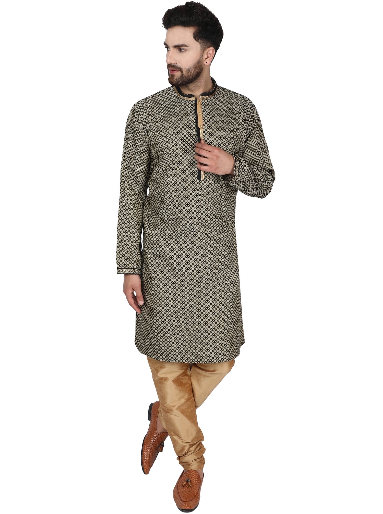SKAVIJ Kurta Pyjama Set for Men Indian Traditional Wear Black M ...