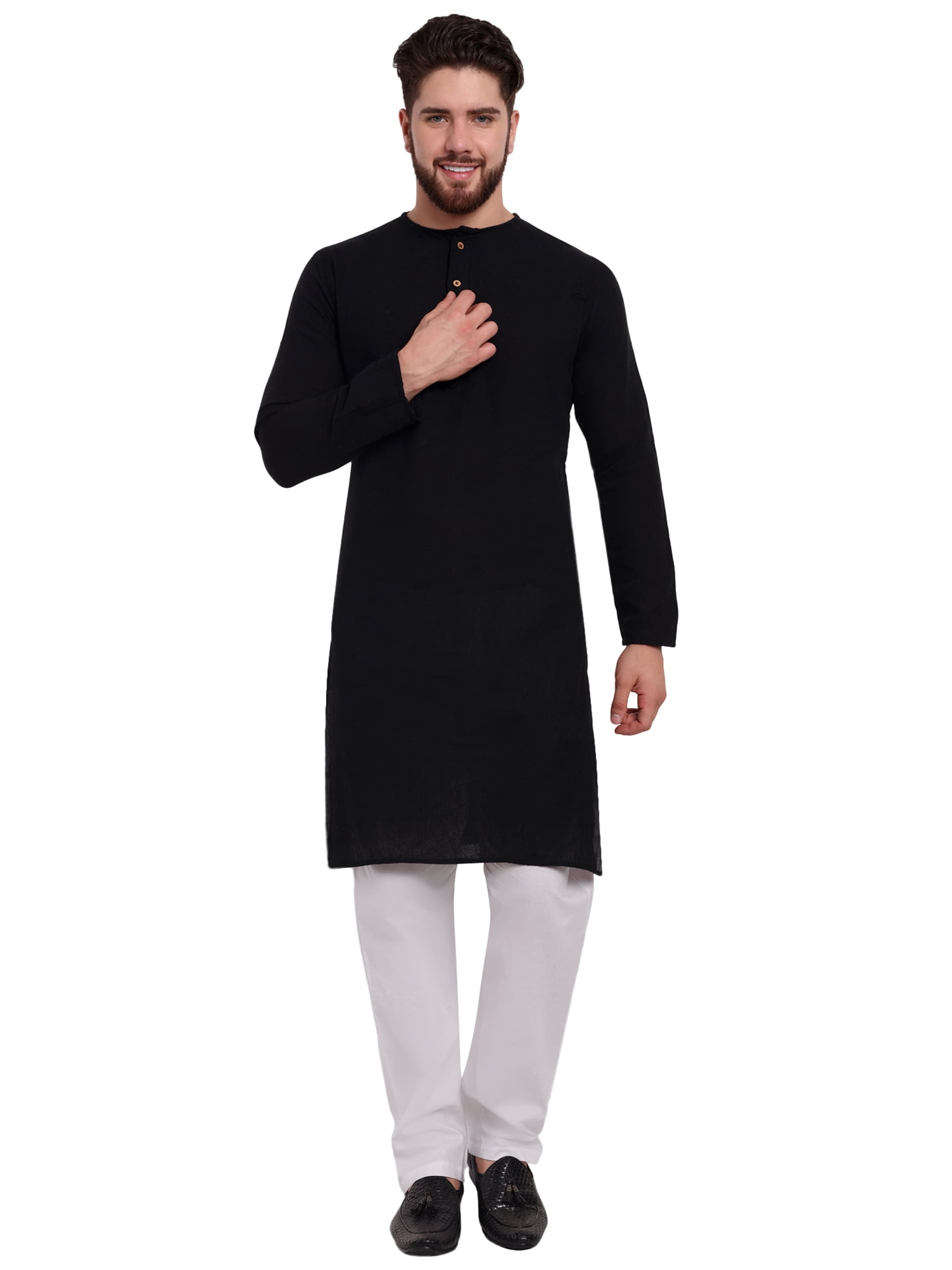 SKAVIJ Men's Cotton 2 Piece Set Casual Henley Shirts with Trouser Round ...