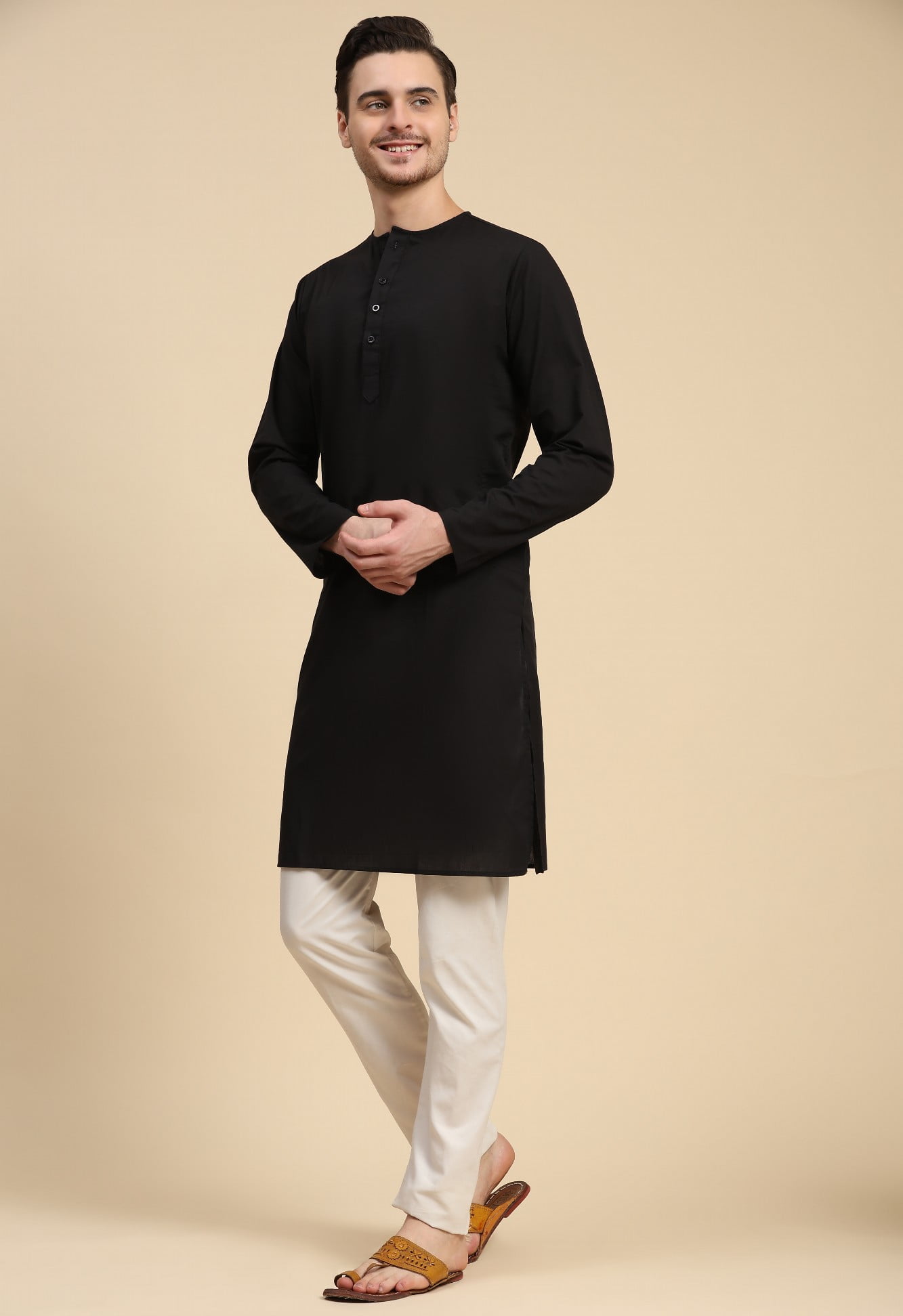 SKAVIJ Men's Cotton 2 Piece Set Casual Straight Longline Round Neck ...