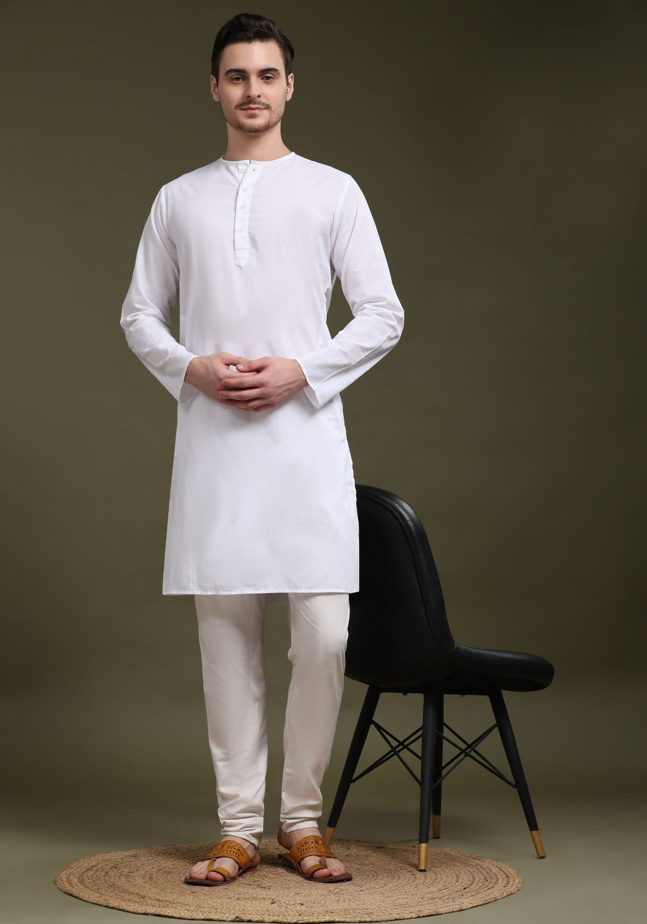 SKAVIJ Men's Cotton 2 Piece Set Casual Straight Longline Round Neck ...
