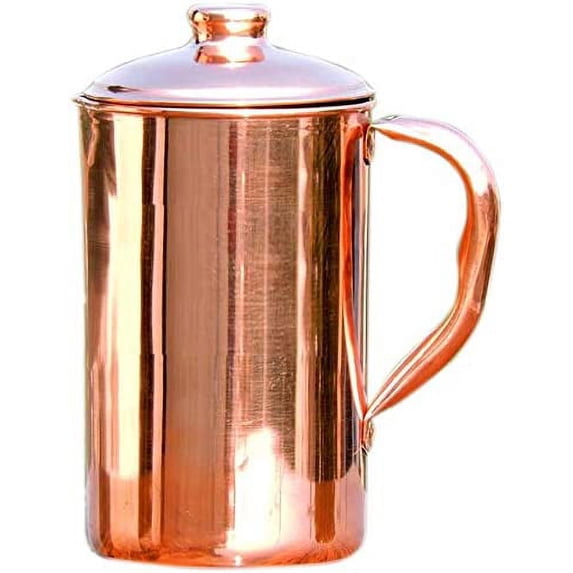 SKAVIJ Pure Copper Water Jug with Lid Drinking Pitcher (1.6 Litre ...