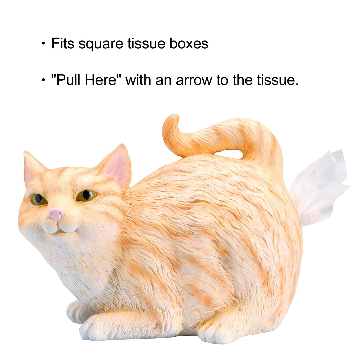 SKDOGDT Cat Tissue Holder, Orange Tabby Resin Tissue Box Cover, Cute ...