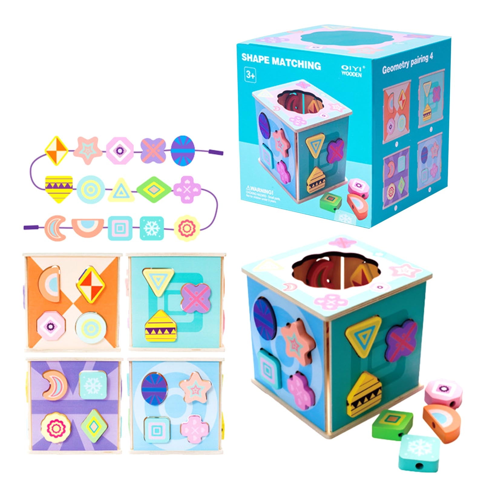 SKDOGDT Toddler Educational Children's matching rope-through wooden box ...