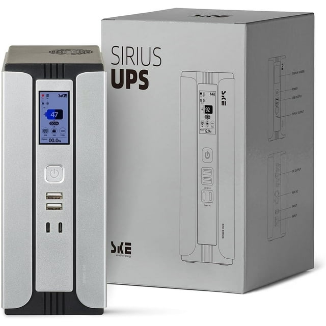 SKE Mini UPS 30000mAh Battery Backup & Surge Protector Uninterruptible ...