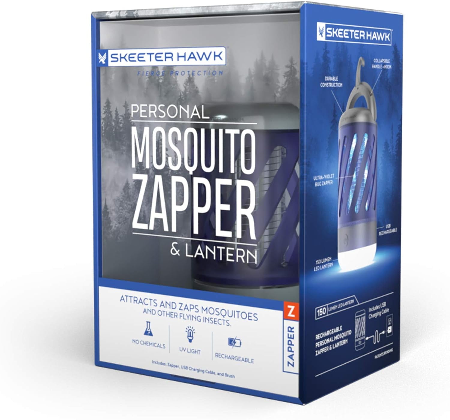 SKEETER HAWK Outdoor Rechargeable Bug Zapper with Dual-Band UV Light ...