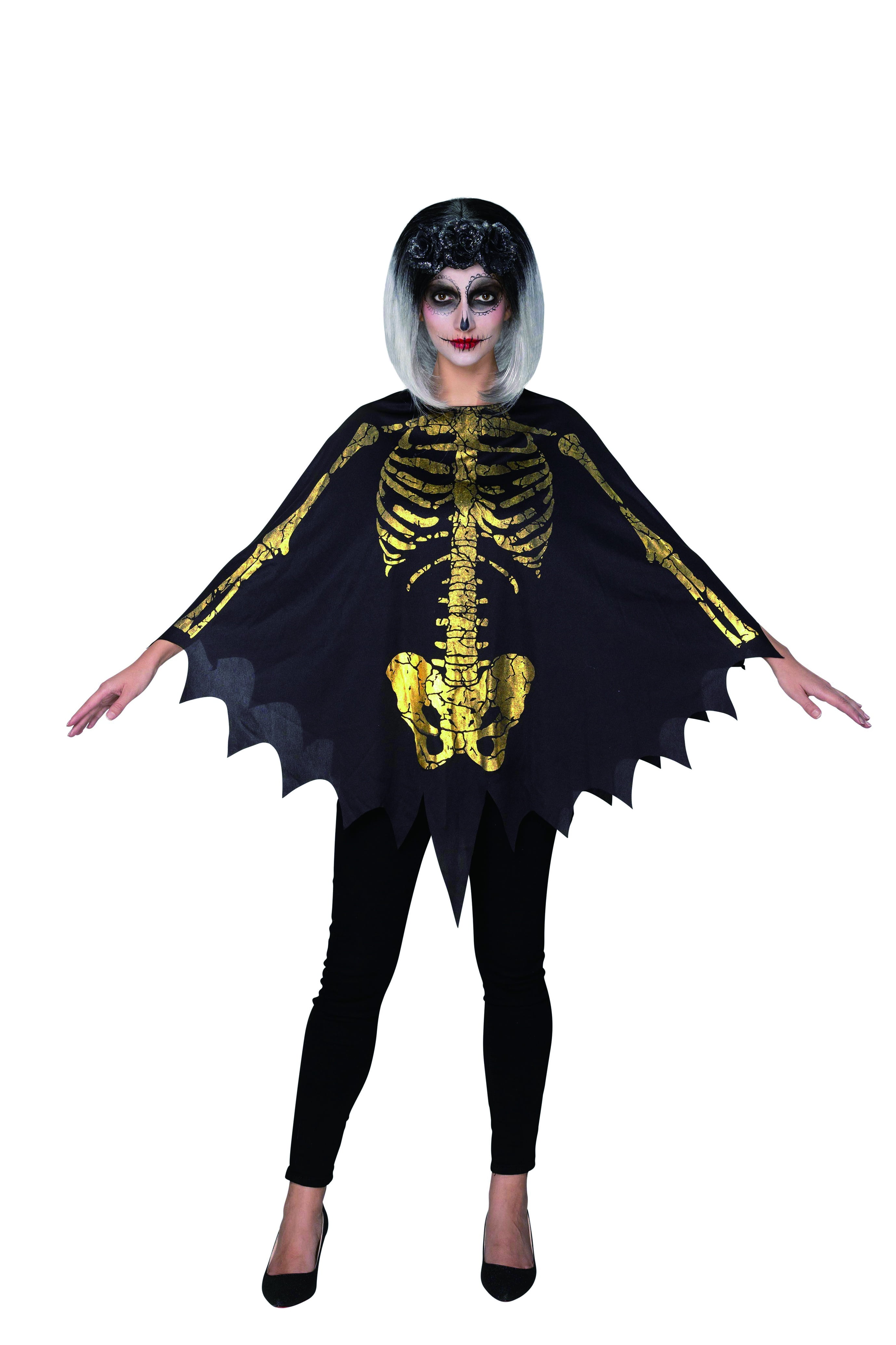 Skeleton Poncho, Halloween Accessory for Adults, One Size Fit, by Way ...