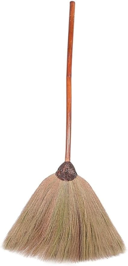 SN SKENNOVA Authentic Natural Grass Outdoor Broom with 40 in Bamboo ...