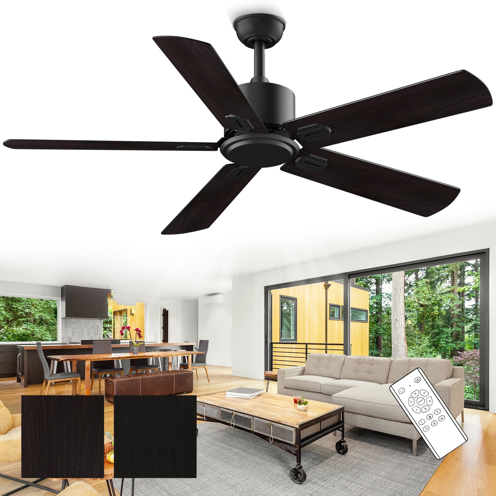 SKEVEN 52" Ceiling Fan with Remote Control No Light, 6 Speeds ...