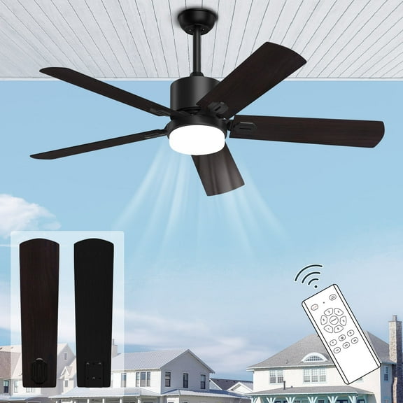 Zardon 58in Ceiling Fan with Light, Remote Control, Indoor/Outdoor ...