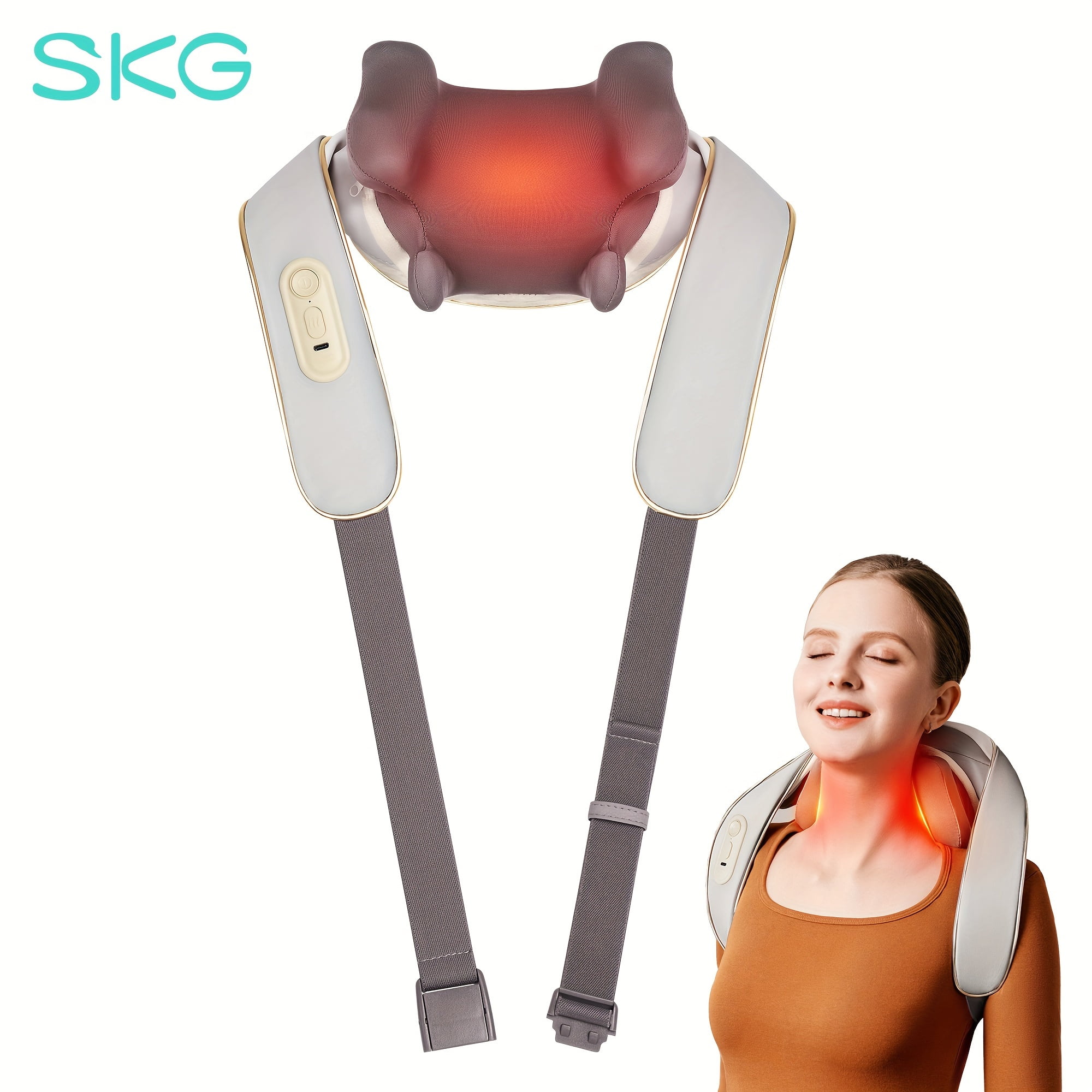 SKG H5 Neck Massager for Deep Tissue 6D Cordless Shiatsu Back Shoulder Neck Massager with Heat ...