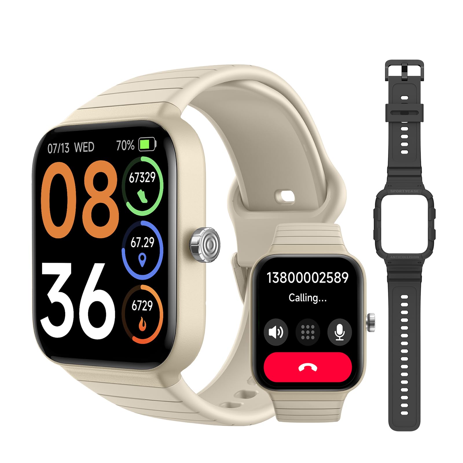 SKG Smart Watch for Women Men (Answer/Make Call), Alexa Built-in, Extra Black Band, IP68 ...