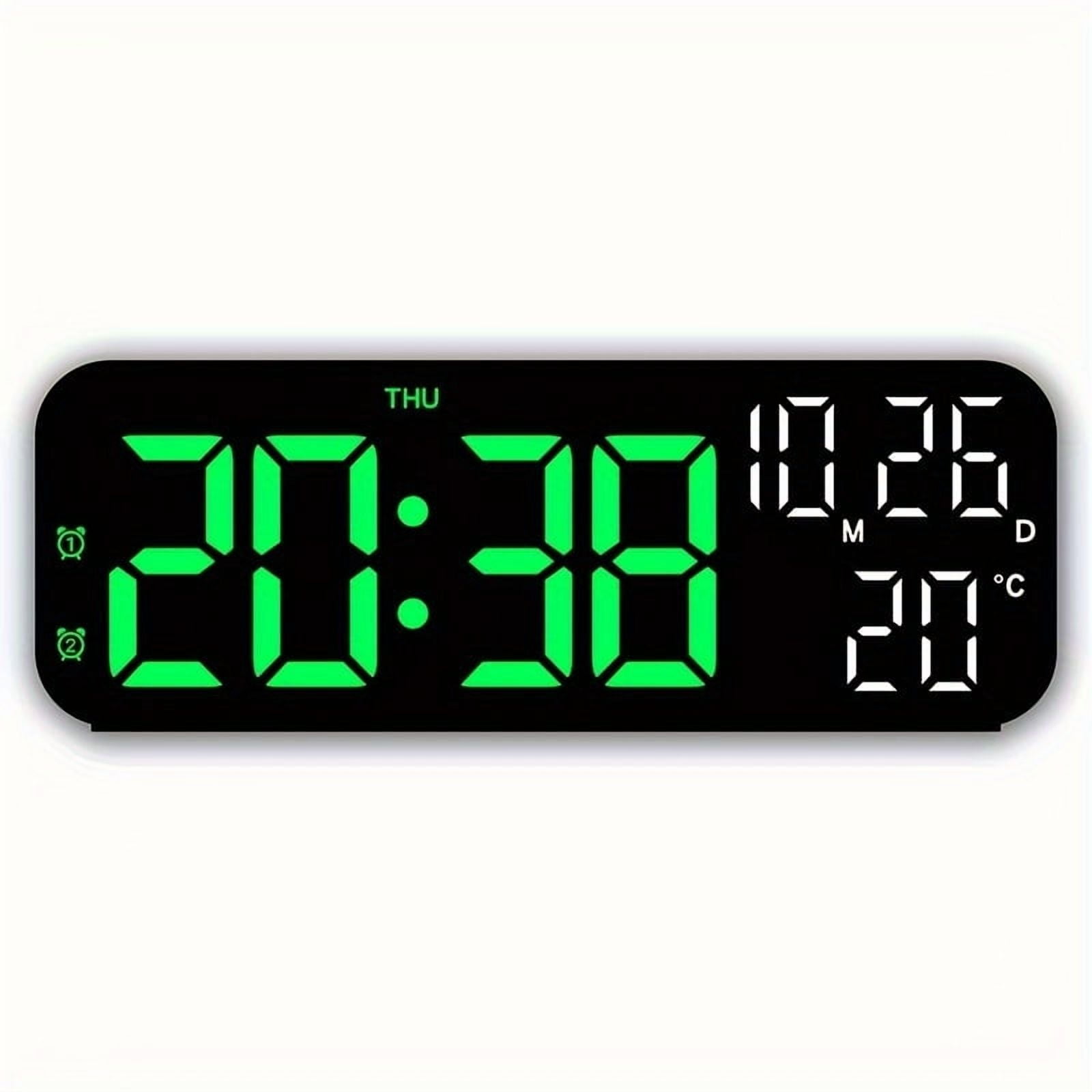 SKHC Large Digital Alarm Wall Clock - LED, dual alarm, brightness ...