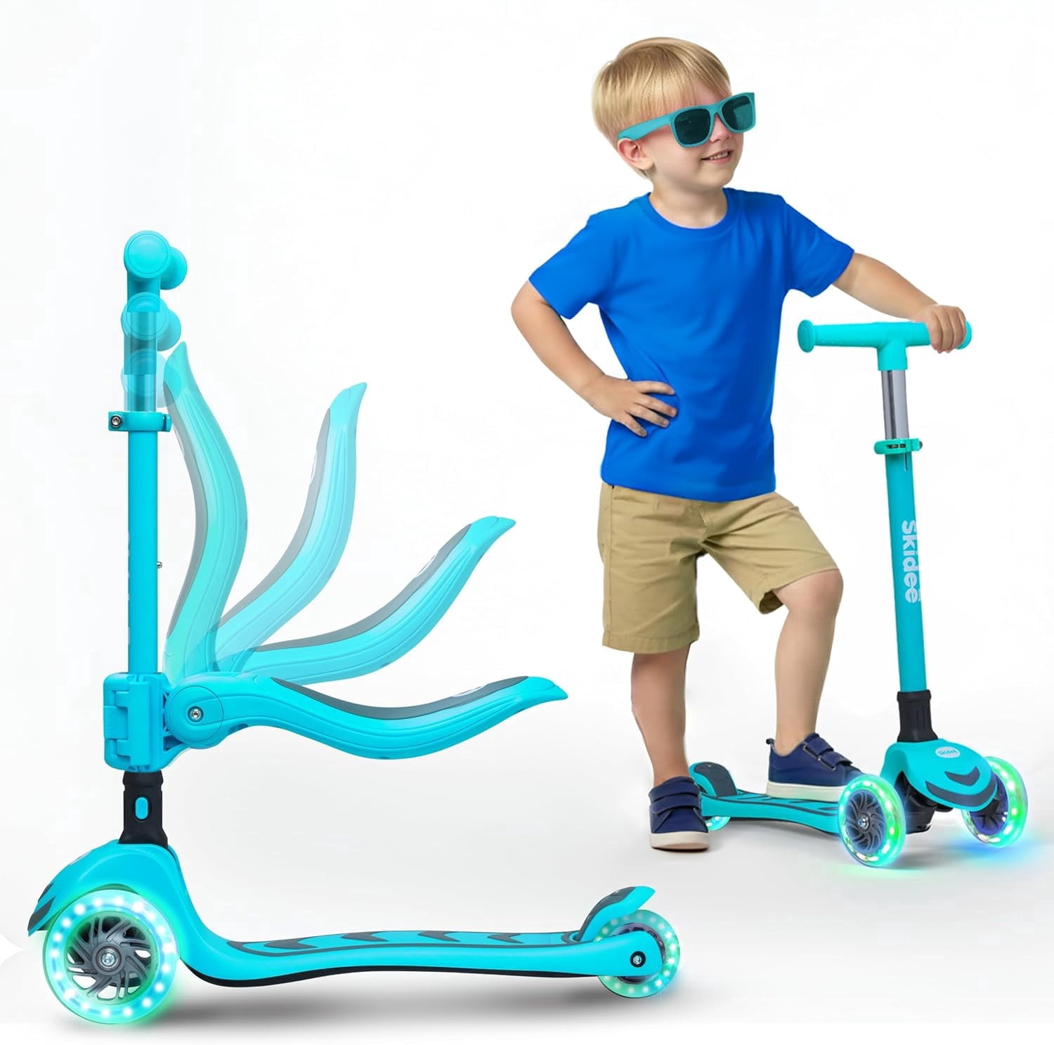 SKIDEE Kick Scooter for Kids Ages 3-5 | Foldable 3 Wheel Scooter with ...