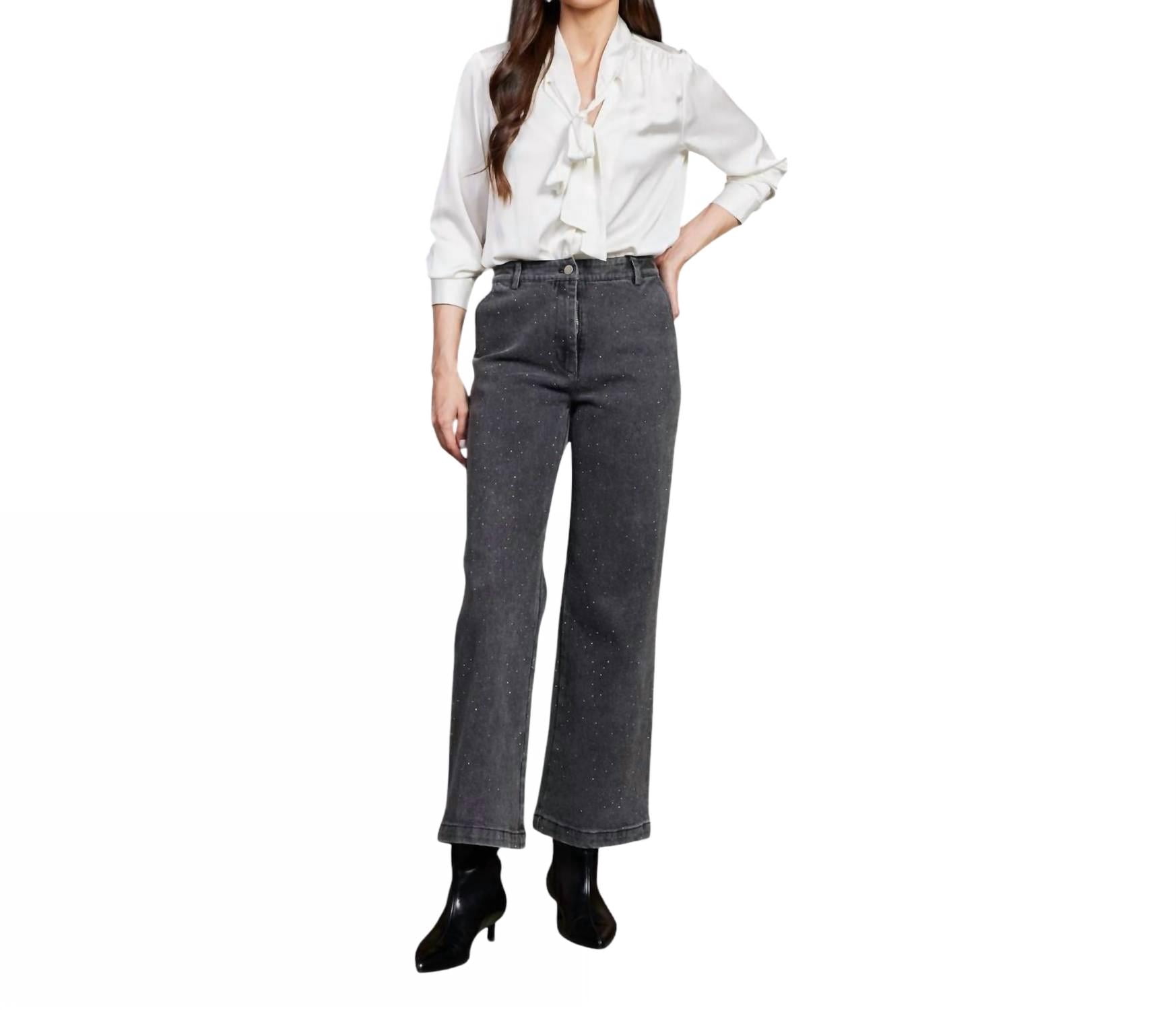 SKIES ARE BLUE Rhinestone Studded Wide Leg Pants - Walmart.com