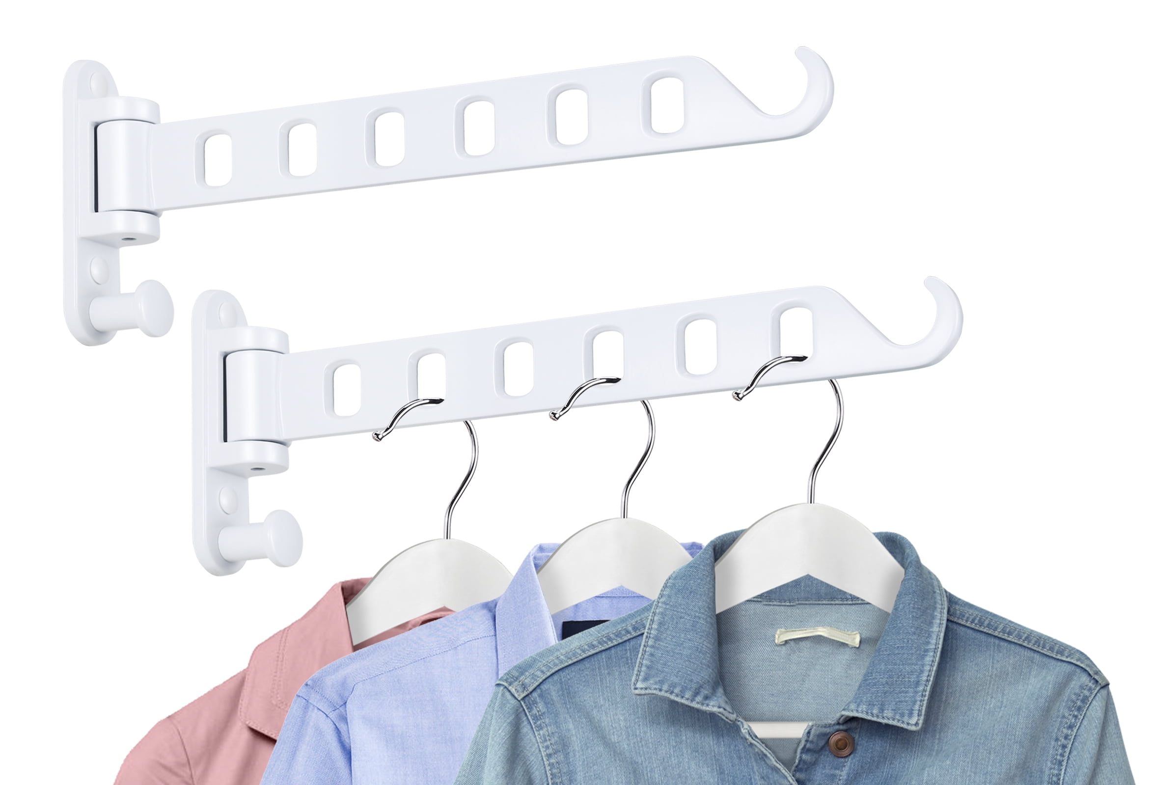 SKIKEN Solid Aluminum Laundry Clothes Hanger, Wall Mounted Swing Arm ...