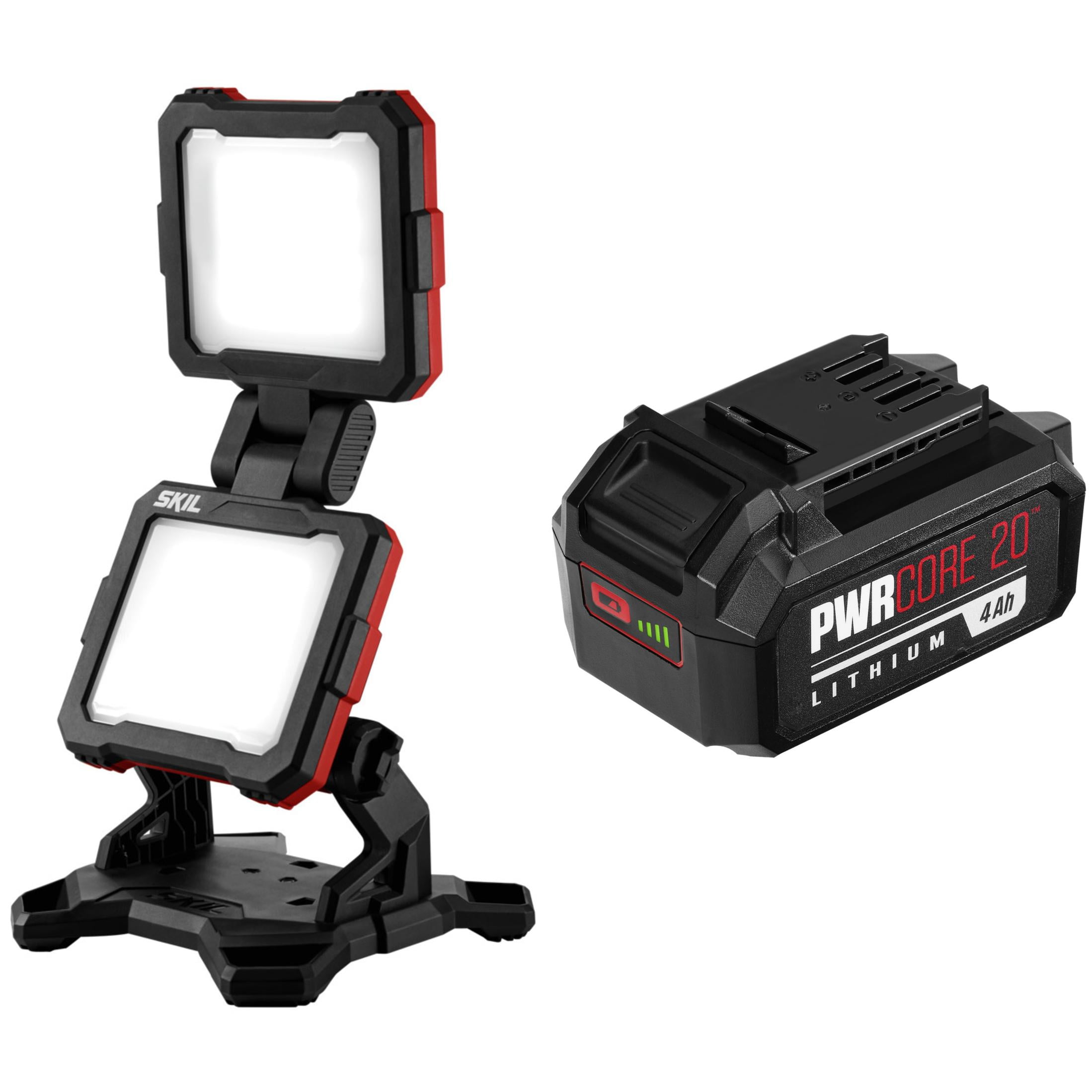 SKIL PWRCORE20 20V Flood Light Work Light Kit with PWRCore20 20V 4.0Ah ...