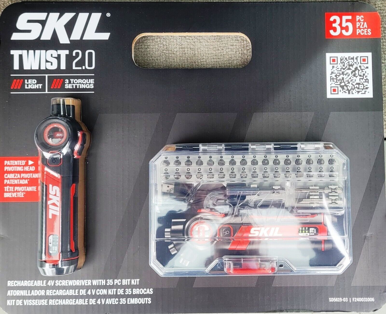SKIL Twist 2.0 Rechargeable 4V Screwdriver with 35 Piece Bit Kit ...