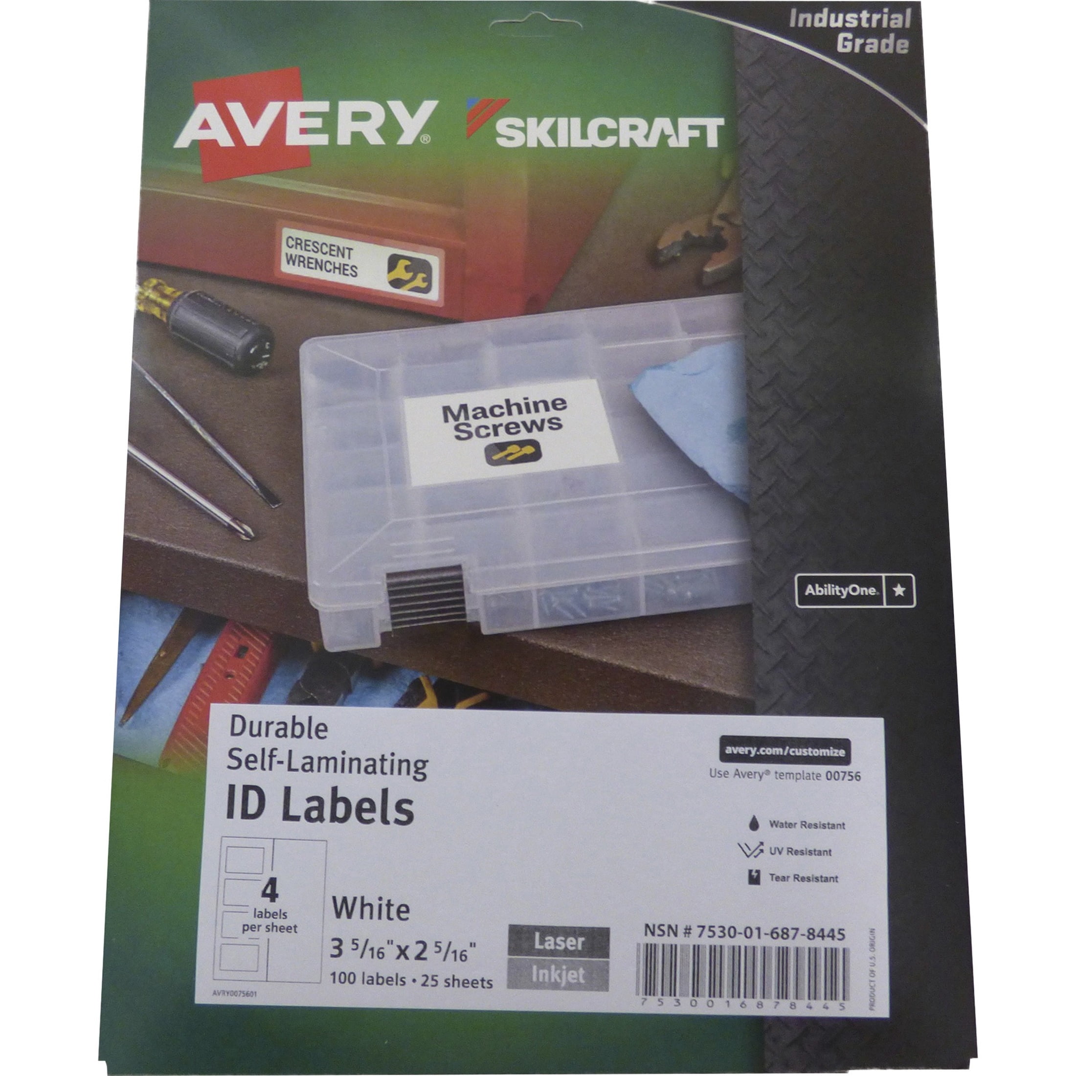 SKILCRAFT Avery Durable Self-Laminating ID Labels - Walmart.com