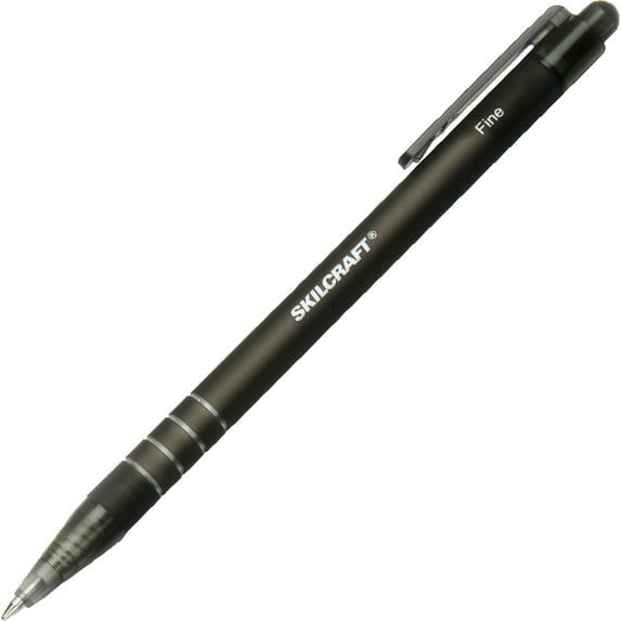 SKILCRAFT Ballpoint Pen, Rubberized, Nonrefillable, Fine Pt, BK ...
