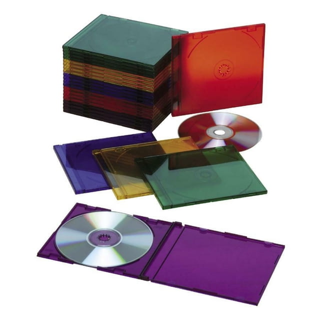 SKILCRAFT, NSN5547682, Multi-color Slim CD Jewel Cases, 25, Assorted ...