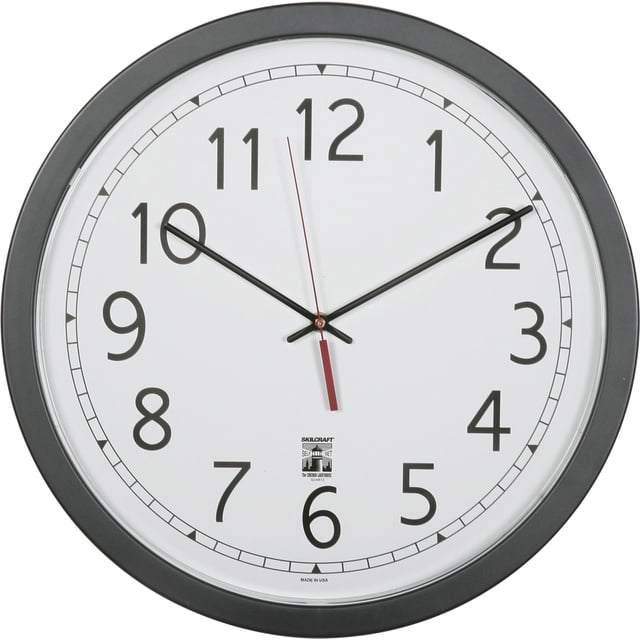 SKILCRAFT, NSN6238825, 16.5" Round SelfSet Wall Clock, 1 - Walmart.com