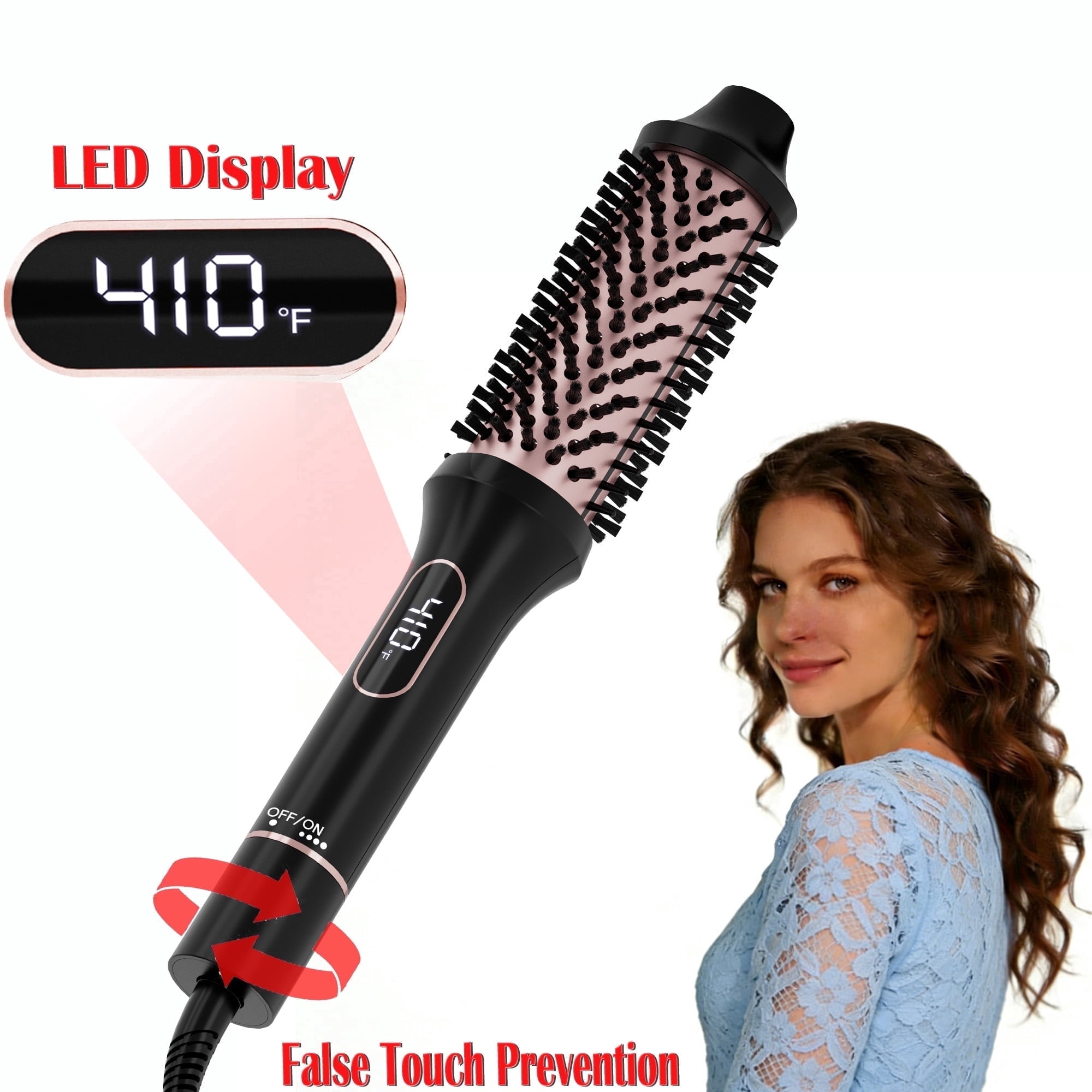 SKIMI Heated Round Curling Brush 1.5 Inch Electric Thermal Hair ...