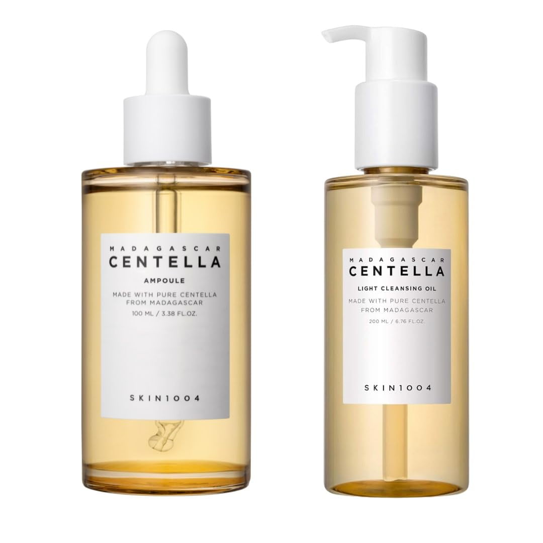 SKIN1004 Madagascar Centella Ampoule TGF4 3.38fl.oz (100ml) and Light Cleansing Oil 6.76fl.oz ...