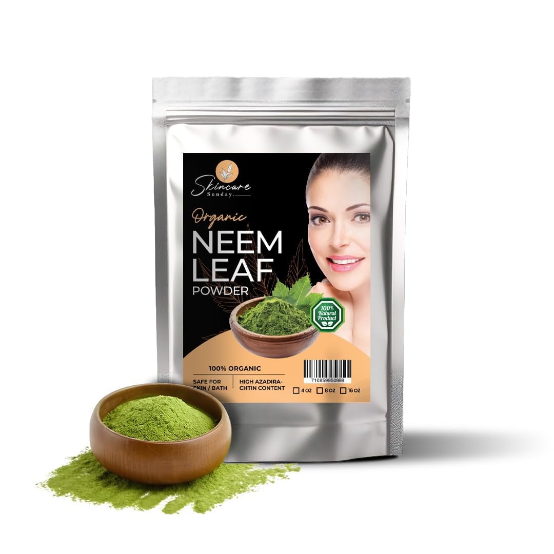 SKINCARE SUNDAY Organic Neem Leaf Powder for Skin, Hair & Bath - Pure ...