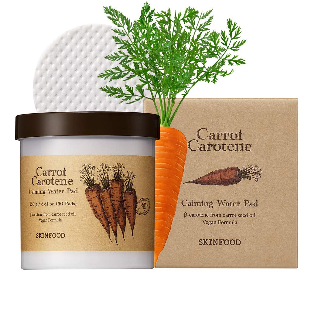 SKINFOOD Carrot Calming Facial Wipes Water Pad - Vegan Moisturizing ...