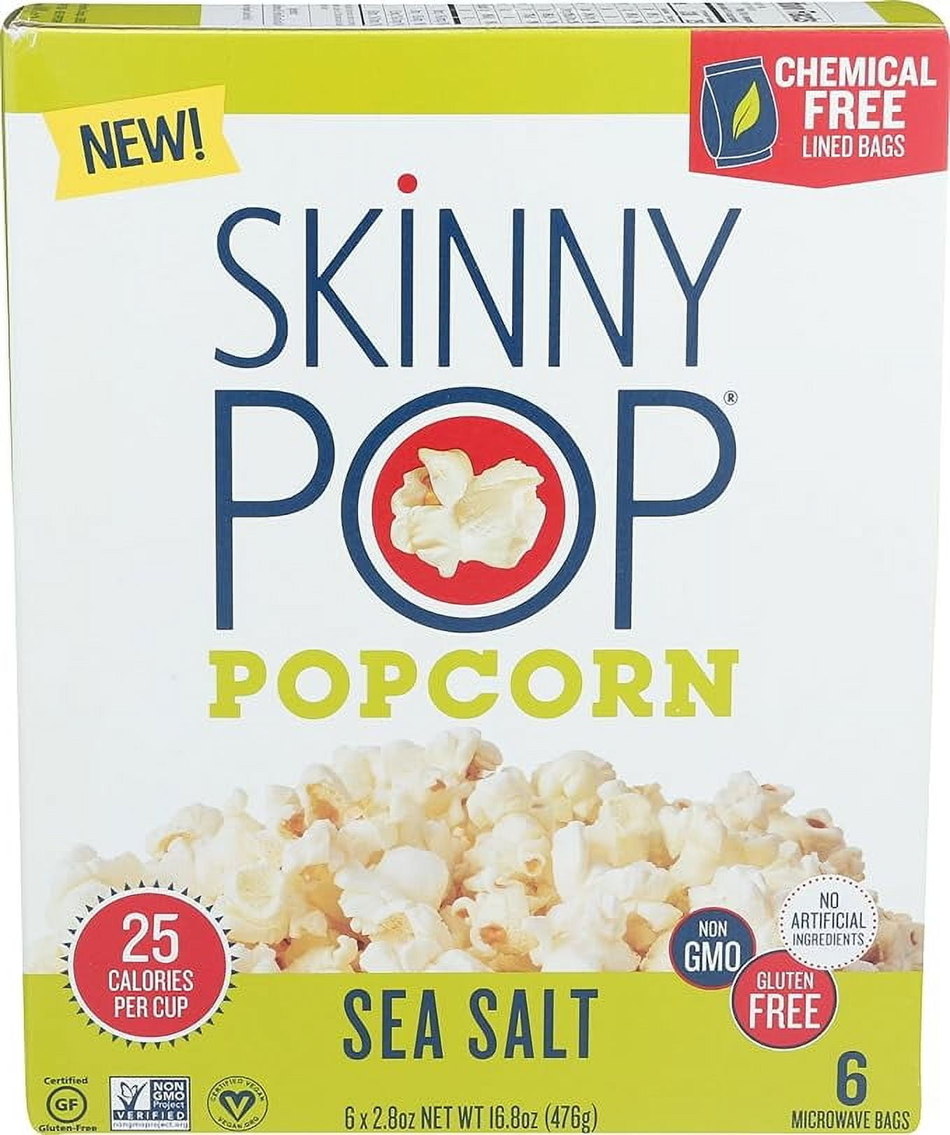 SKINNY POP Sea Salt Microwave Popcorn, 16.8 OZ(Packaging May Vary ...