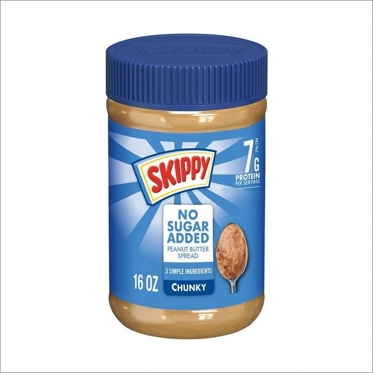 SKIPPY Chunky Peanut Butter Spread No Sugar Added, 7 g Protein Per ...