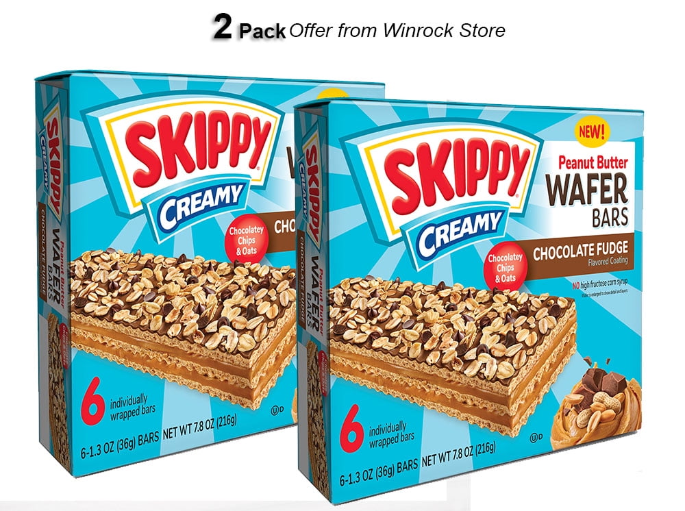 SKIPPY Creamy Peanut Butter And Chocolate Fudge Wafer Snack Bar 6 Count ...