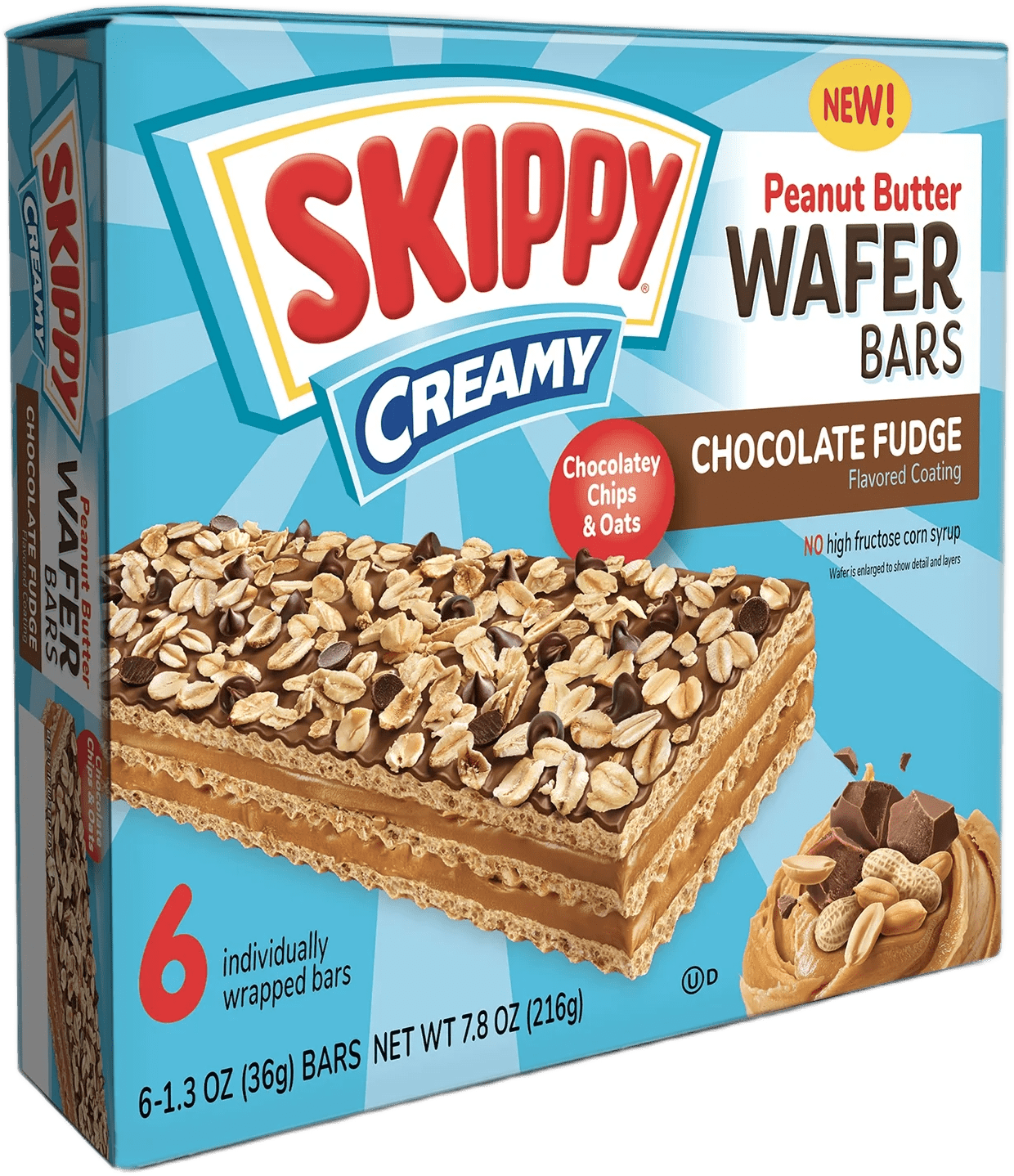 SKIPPY Creamy Peanut Butter And Chocolate Fudge Wafer Snack Bar, 7.8 Oz ...