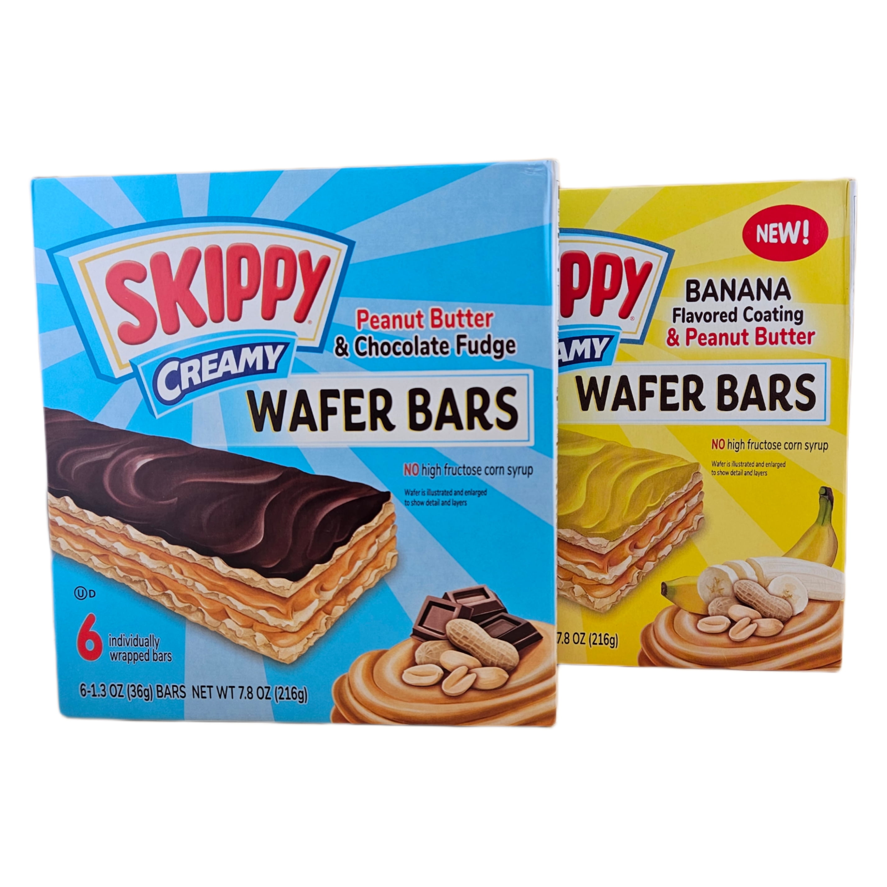 SKIPPY Creamy Peanut Butter And Chocolate Fudge Wafer Snack Bar, 7.8 oz ...