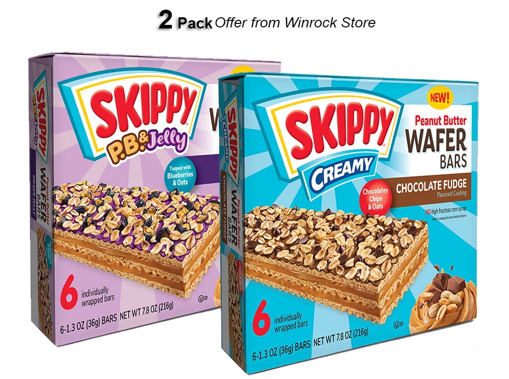 SKIPPY Creamy Peanut Butter And Chocolate Fudge Wafer Snack Bar 6 Count ...