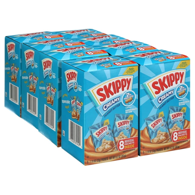 SKIPPY Creamy Peanut Butter Individual Squeeze Packs, 1.15 oz (64 ...