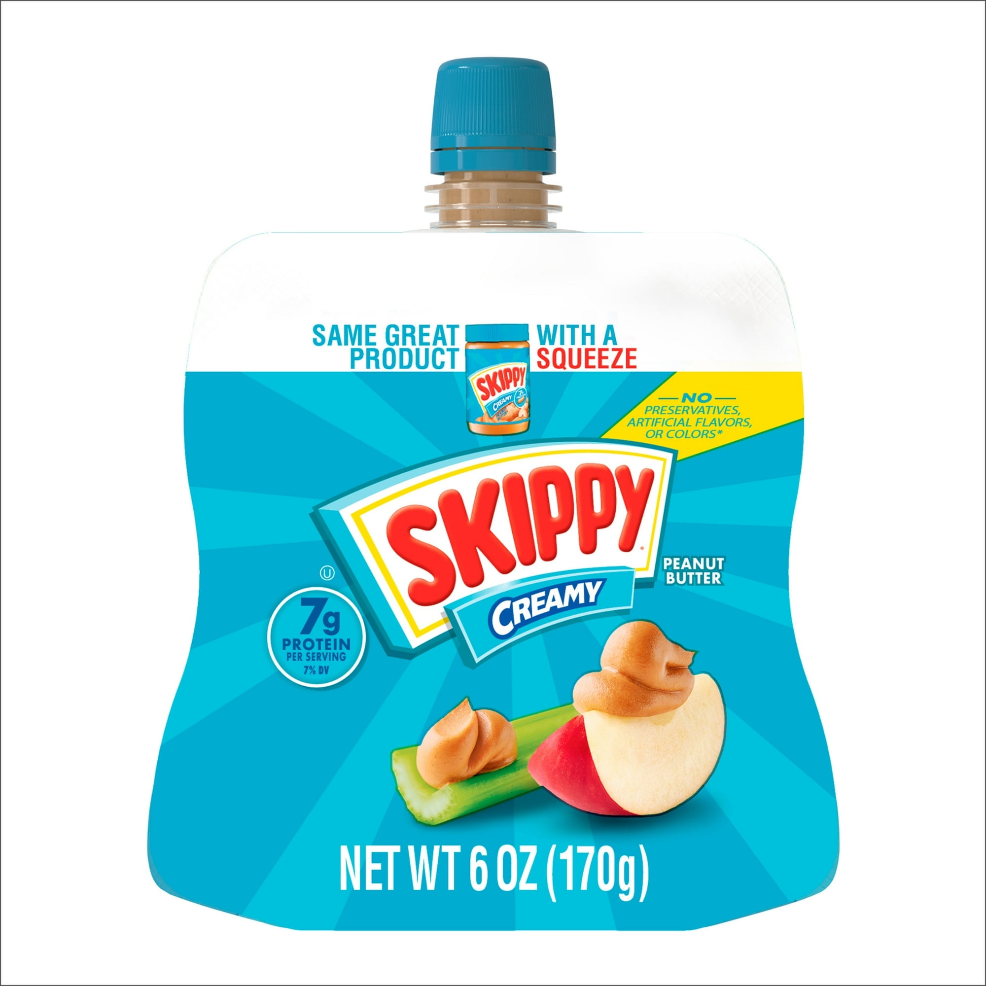 SKIPPY Creamy Peanut Butter Squeeze Pack, 7g Protein per Serving, Shelf ...