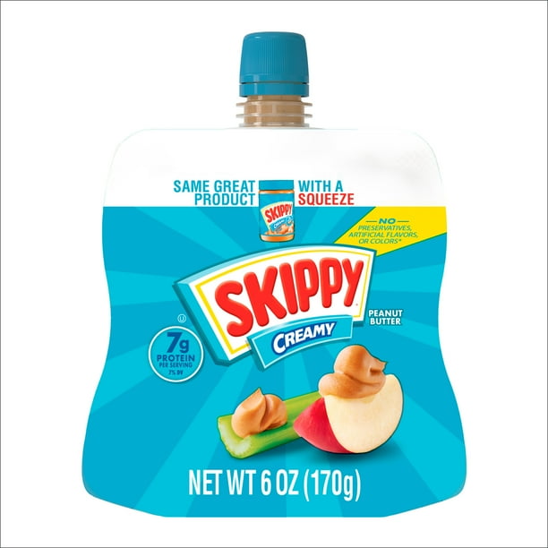 SKIPPY Creamy Peanut Butter Squeeze Pack, 7g Protein per Serving, Shelf ...