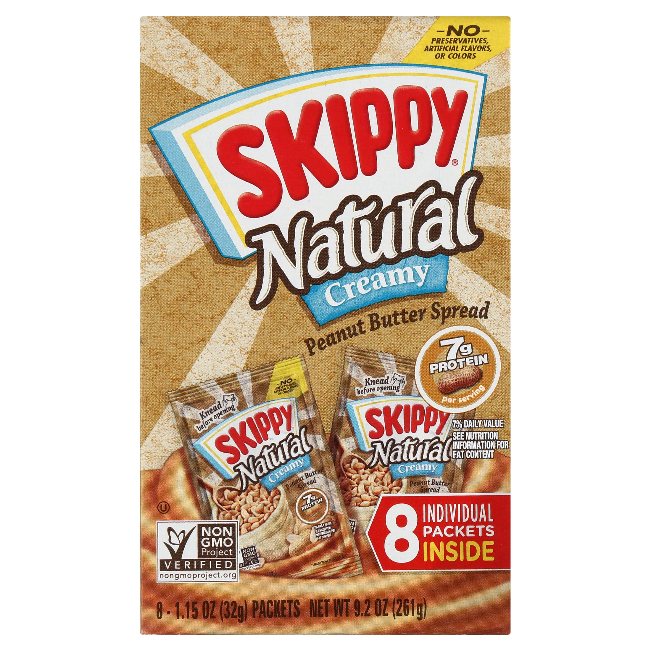 SKIPPY Natural Creamy Peanut Butter Individual Squeeze Packs, 1.15 oz ...