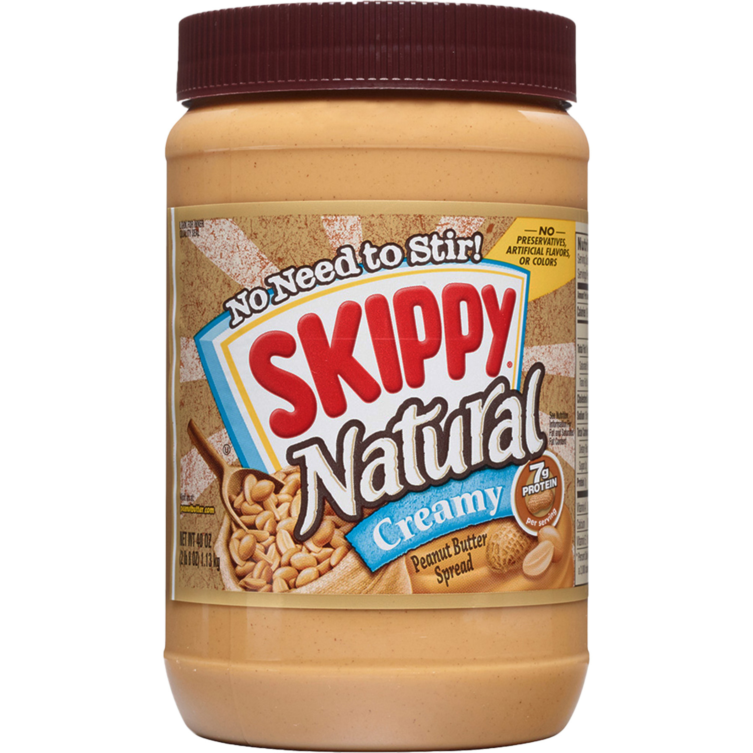 SKIPPY Natural Peanut Butter Spread, Creamy, 7 G Protein per Serving ...