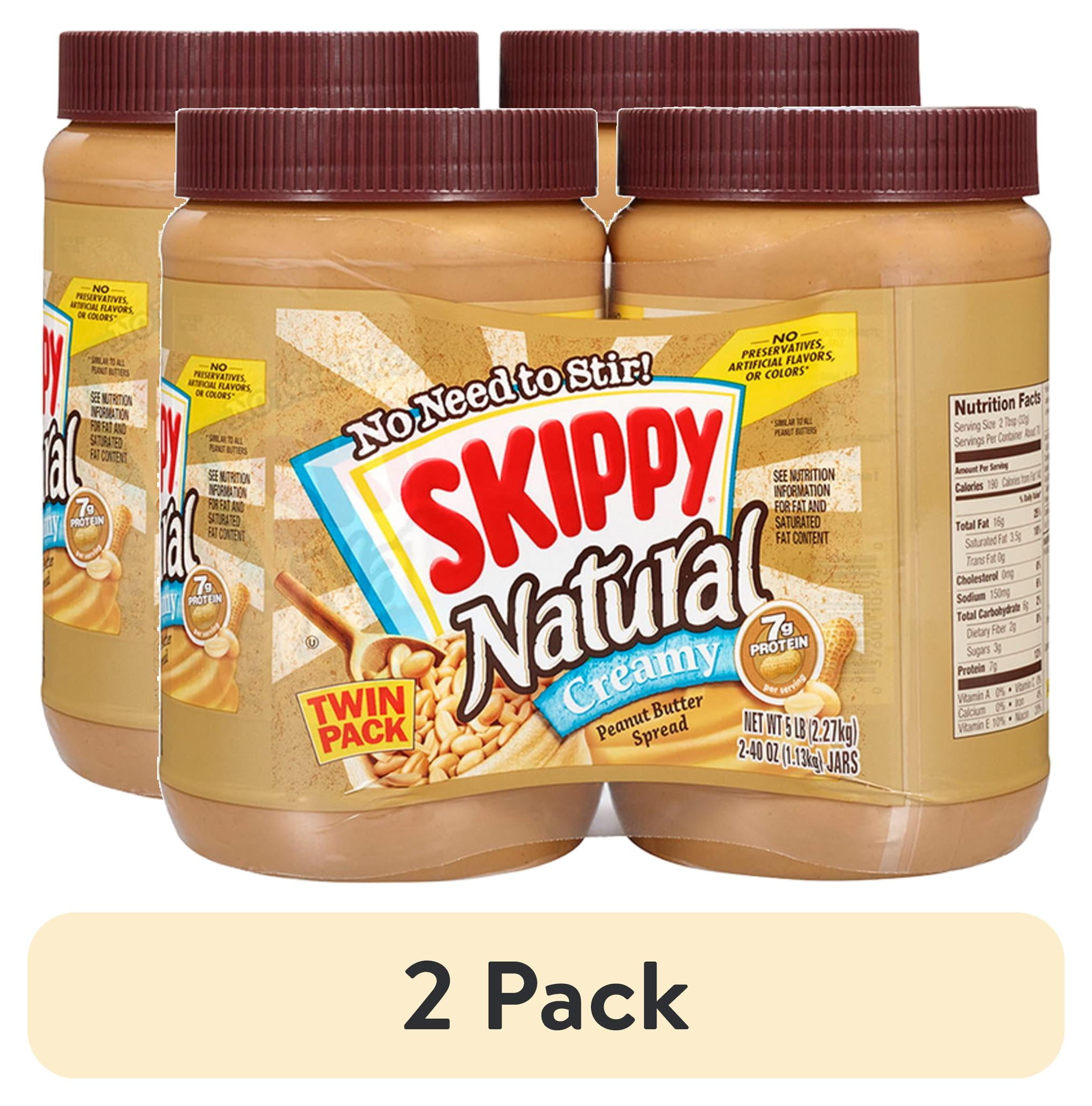 (2 pack) SKIPPY Natural Creamy Peanut Butter Spread, 7 g Protein Per ...